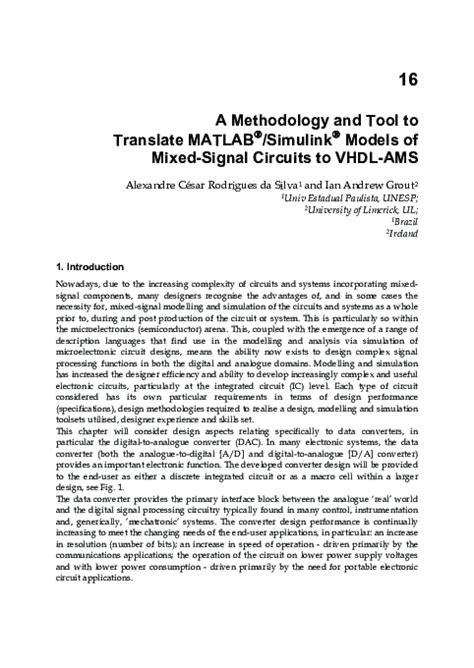 Pdf A Methodology And Tool To Translate Matlab®simulink® Models Of