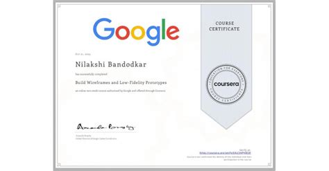 Completion Certificate For Build Wireframes And Low Fidelity Prototypes Nilakshi Bandodkar