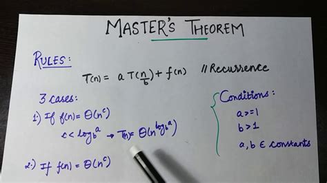 Masters Theorem Solved Example Dsa Youtube