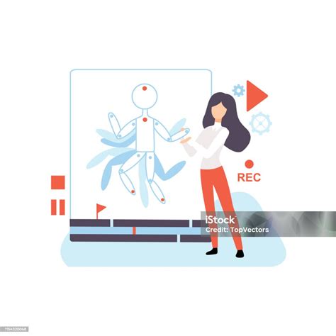 반응 형 웹 응용 프로그램 디지털 콘텐츠 소프트웨어 개발의 기술 프로세스 소셜 미디어 마케팅 벡터 일러스트 레이 션을 만드는 젊은 여자 개념에 대한 스톡 벡터 아트 및 기타