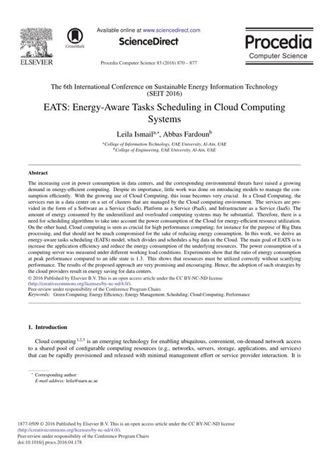 Pdf Eats Energy Aware Tasks Scheduling In Cloud Computing Systems