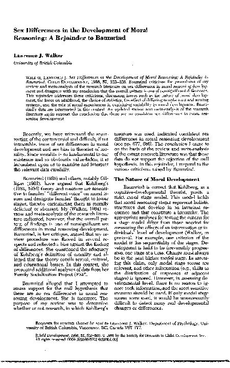 Pdf Sex Differences In The Development Of Moral Reasoning A Pdf Sex Differences In The Development Of Moral Reasoning A