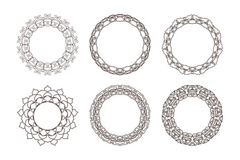 흰색으로 격리된 윤곽선 프레임 집합입니다 테두리 를 색칠합니다 벡터 에너지 선의 교차점입니다 횡단 선 교차 원입니다 Eps 10 낙서 드로잉에 대한 스톡 벡터 아트 및 기타