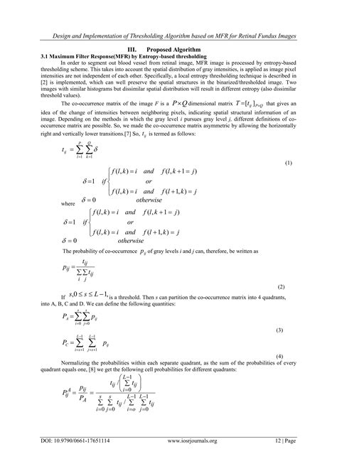 design and implementation of thresholding algorithm based on mfr for retinal fundus images pdf