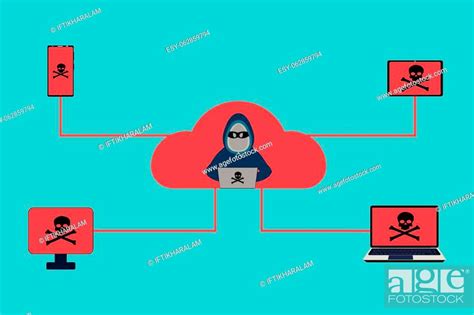 hacking digital devices using the online server concept stock vector