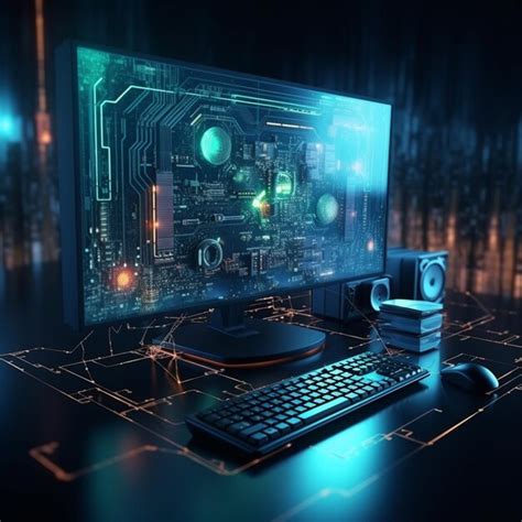 Premium Photo There Is A Computer Monitor And Keyboard On A Desk With