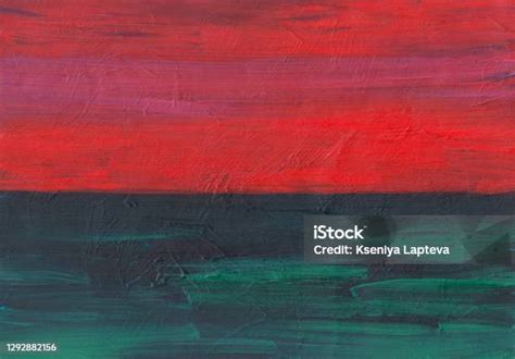 깊은 빨간색과 녹색 배경 그림 추상적 미니멀 한 풍경 손으로 그린 오일 질감 종이에 페인트의 브러시 스트로크 현대 미술 현대 미술품 유화에 대한 스톡 사진 및 기타 이미지