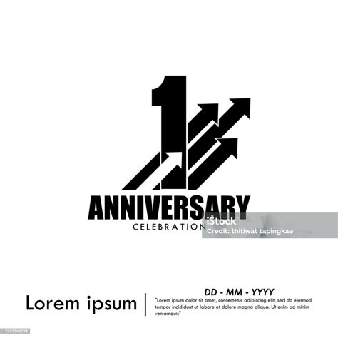 1주년 기념 엠블럼 기념일 로고는 흰색 배경에 목표까지 화살표 선으로 고립되어 있습니다 웹 전단지 포스터 인사말 카드에 대한 벡터 일러스트 레이 션 템플릿 디자인 1에 대한