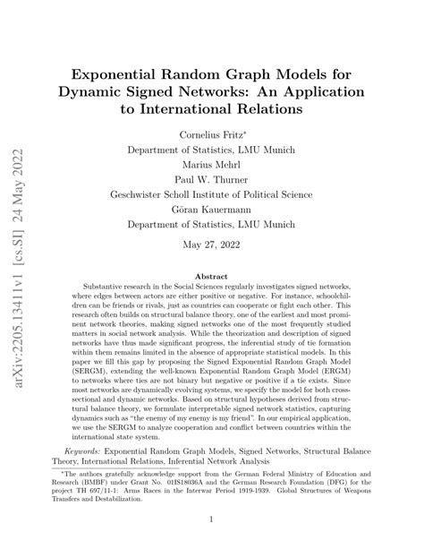 Pdf Exponential Random Graph Models For Dynamic Signed Networks An