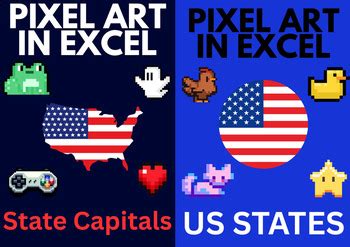 Us States And State Capitals Pixel Art Digital Activity In Excel