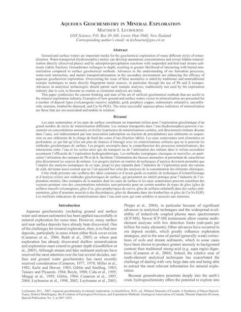 Pdf Aqueous Geochemistry In Mineral Exploration Dokumen Tips