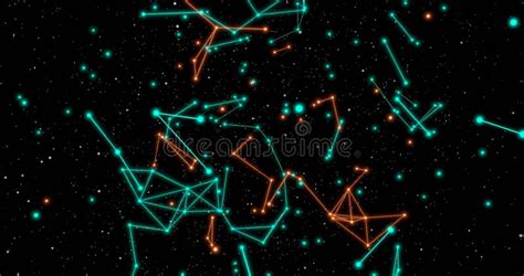 Polygon Network In Orange And Green Colours Abstract Plexus Science Connections Wire System