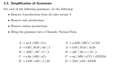 Solved 33 Simplification Of Grammars For Each Of The