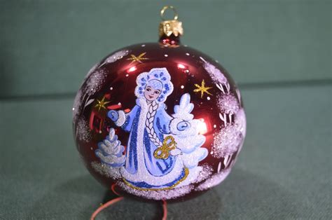 Купить Елочная игрушка из стекла Шар N 6 Снегурочка Шарик стекло Клин Елочка в