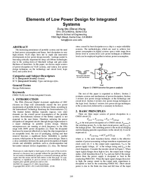 Pdf Elements Of Low Power Design For Integrated Systems