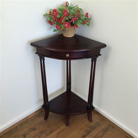 Solid Mahogany Wooden Side Table With Drawer And Shelf Turendav Australia Antique