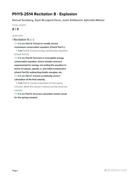 Physics Recitation 8 Phys 2514 Recitation 8 Explosion Samuel Sundberg Zayin Brungardt Davis