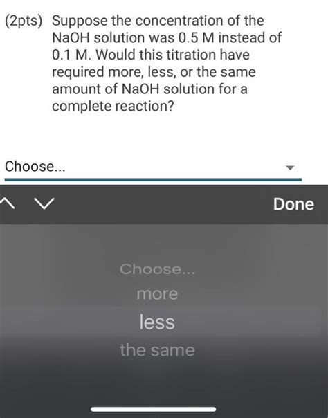 solved 2pts suppose the concentration of the naoh solution