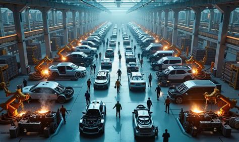Futuristic Automotive Assembly Line With Advanced Robotics For Better Efficiency And