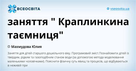 заняття Краплинкина таємниця Конспект Дошкілля