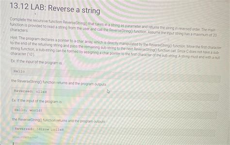 Solved Complete The Recursive Function Reversestring0 That