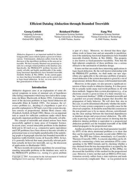 pdf efficient datalog abduction through bounded treewidth