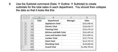 Solved Use The Subtotal Command Data Outline Subtotal To Create 1 Answer