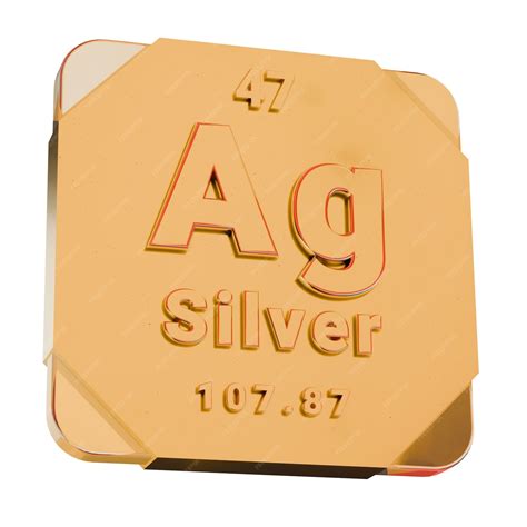 Premium Photo 3d Golden Icon Silver Ag Element From Periodic Table
