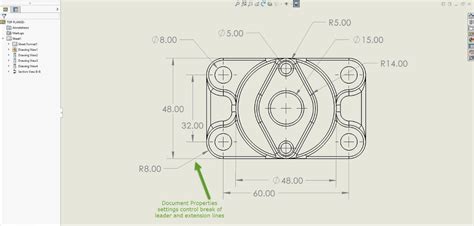 SOLIDWORKS Cleaning Up Drawings By Adjusting Dimension Extension Lines