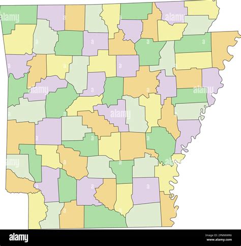 Arkansas Highly Detailed Editable Political Map Stock Vector Image