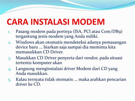 PPT INSTALASI MODEM DIAL UP TELKOMNET PowerPoint Presentation Free Download ID