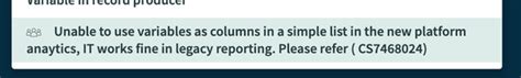 Adding Variables Into List Reports On Platform Analytics Dashboards In Servicenow Workaround