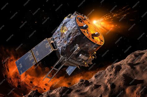 Premium Photo A Space Probe Landing On The Surface Of An Asteroid