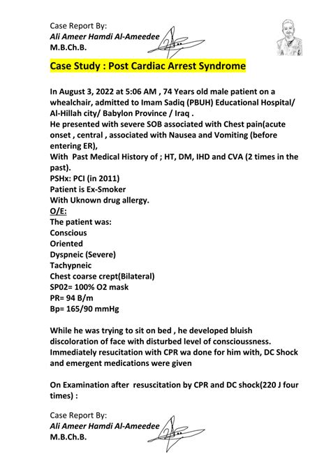 PDF Case Study Post Cardiac Arrest Syndrome