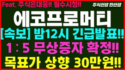 에코프로머티리얼즈 긴급 밤12시 긴급발표 15 무상증자확정 목표가 상향 30만원 실시간 매수매도 타점 전략은 에코프로머티리얼즈 에코프로머티 에코