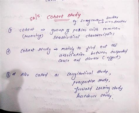 Cohort Study Lecture Notes Biostatistics And Research Methodology