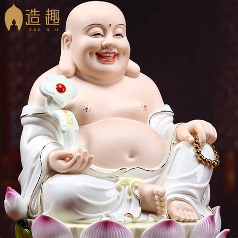 德化陶瓷弥勒佛佛像笑佛招财供奉家居装饰大肚弥勒佛风水摆件 虎窝淘
