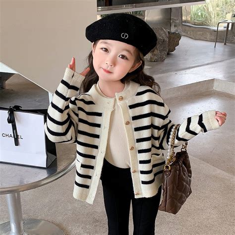 Badu Bg Жилетка за момичета Пуловери Детски меки нови плетива Детски класически раиран суичър с