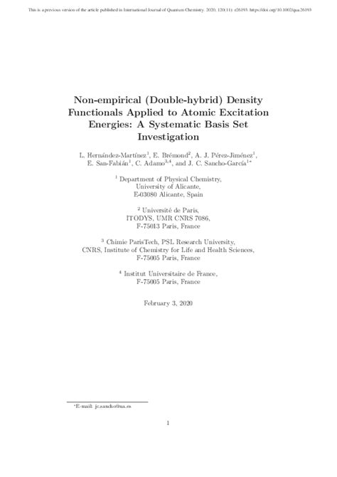 Pdf Nonempirical Double‐hybrid Density Functionals Applied To