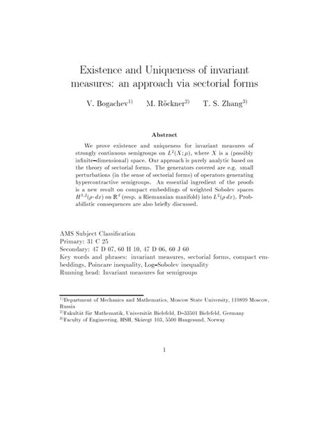 Pdf Existence And Uniqueness Of Invariant Measures An Approach Via