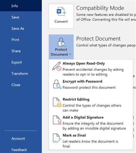 how to restrict editing and protect parts of a word document