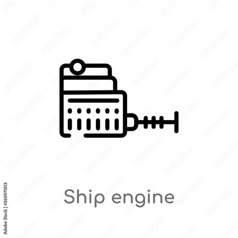 Outline Ship Engine Vector Icon Isolated Black Simple Line Element