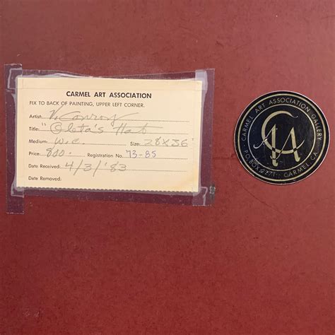 Virginia Conroy Oletas Hat Carmel Art Association Exhibit