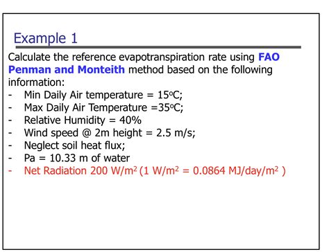 Solved Example 1calculate The Reference Evapotranspiration