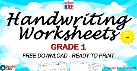 Handwriting Worksheets For Grade 1 Free Download Deped Click