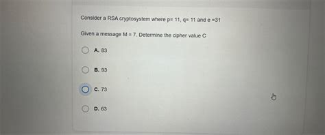 solved consider a rsa cryptosystem where p 11 q 11 ﻿and