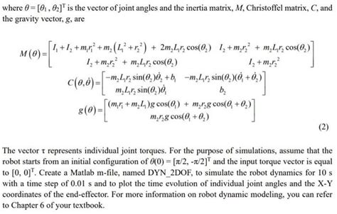 Solved Consider The 2 Dof Planar Robot Manipulator Shown