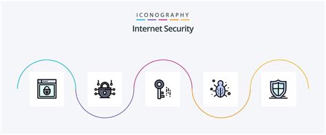Internet Security Line Filled Flat 5 Icon Pack Including Protection Security Internet