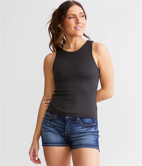 Buckle Black Shaping And Smoothing High Neck Ribbed Tank Top Womens Tank Tops In Black Buckle