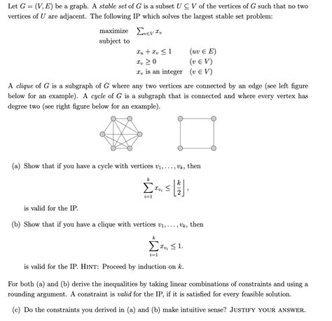 Let G V E Be A Graph A Stable Set Of G Is A Chegg